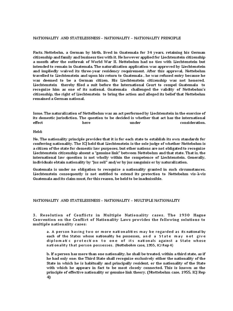 Nottebohm Case | Download Free PDF | Naturalization | Nationality