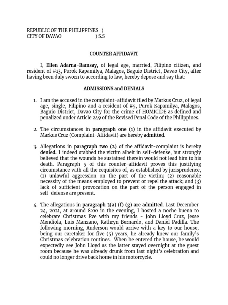 Criminal Case Counter-Affidavit | PDF | Affidavit | Burden Of Proof (Law)