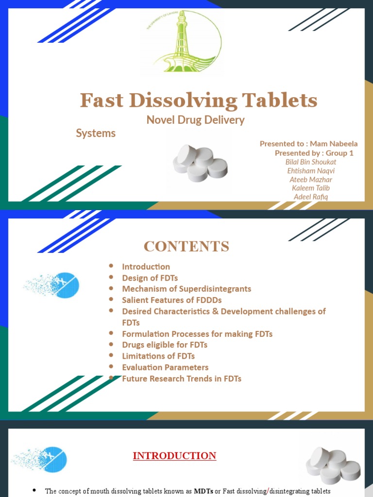 Fast Dissolving Tablets | PDF | Tablet (Pharmacy) | Pharmaceutical ...