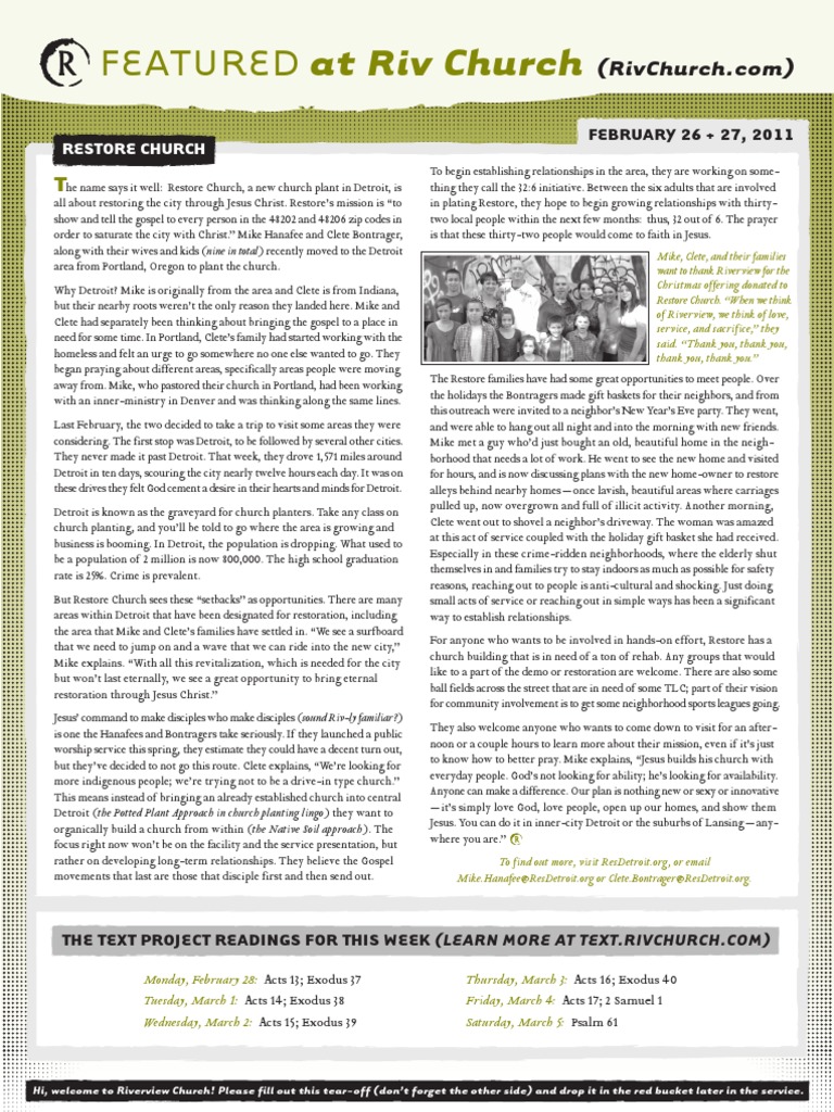 Restore Church: Revitalizing Detroit | PDF