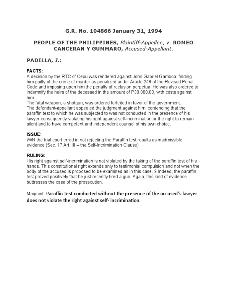 1010-Article 3 Section 12-People v. Gamboa - 194 SCRA 372 | PDF