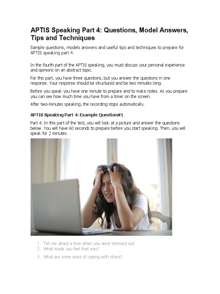 APTIS Speaking Part 4: Questions, Model Answers, Tips and Techniques ...