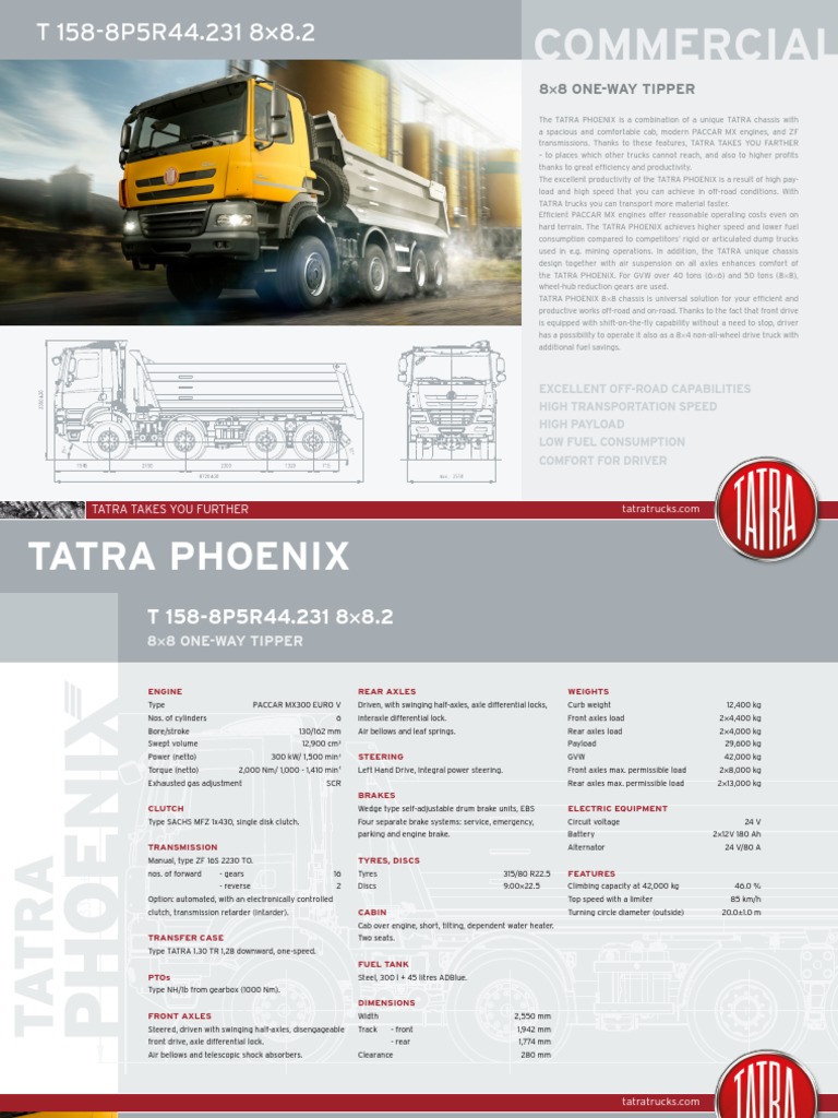 TATRA T158-8P5R44 - 8x8 - 1-Way Tipper - EN | PDF | Transmission ...