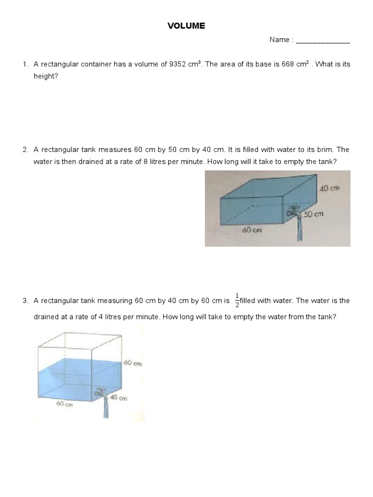 Volume Word Problems 2 | PDF