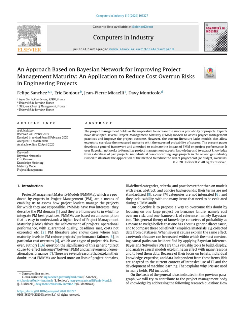 An Approach Based On Bayesian Network For Improving Project Management ...