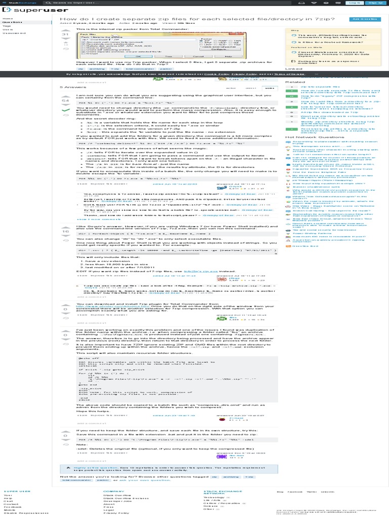 Archiving - How Do I Create Separate Zip Files For Each Selected File - Directory in 7zip ...