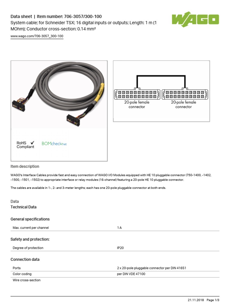 Wago 706 3057 300 100 Data Sheet | PDF | Electrical Connector | Relay