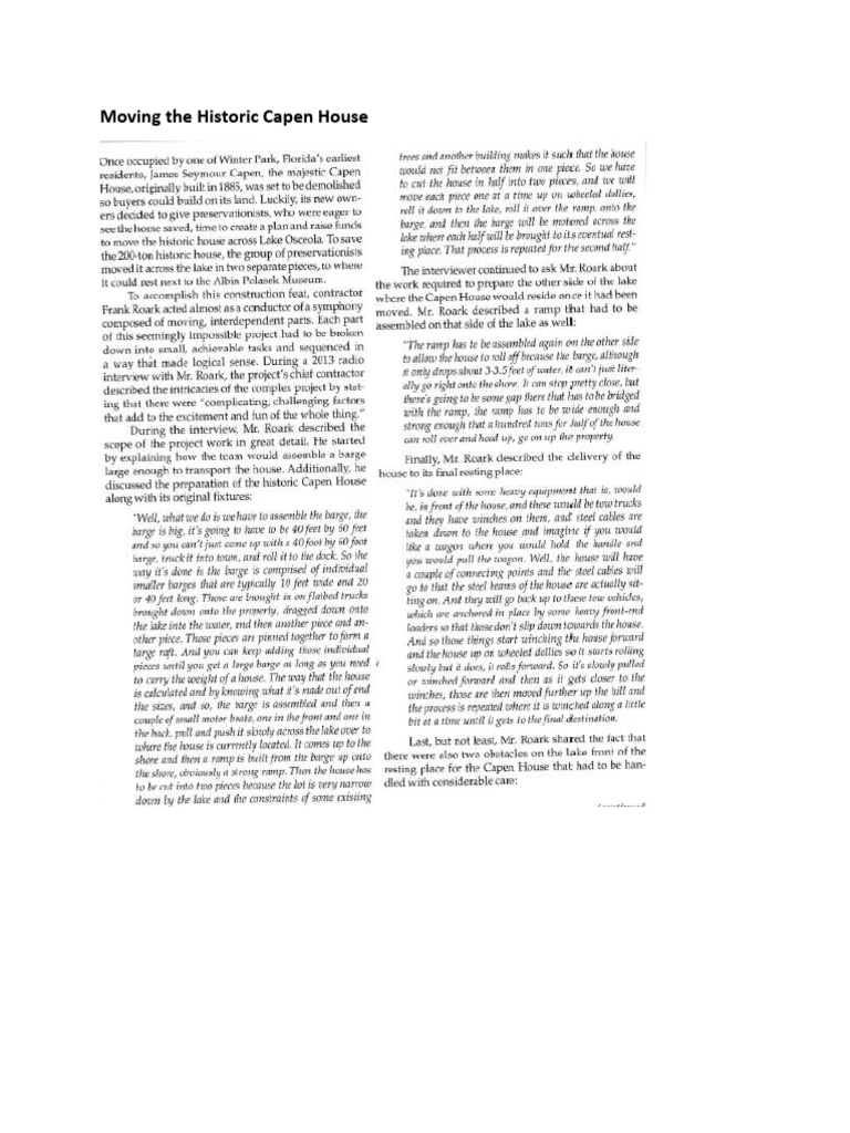 Moving The Historic Capen House | PDF