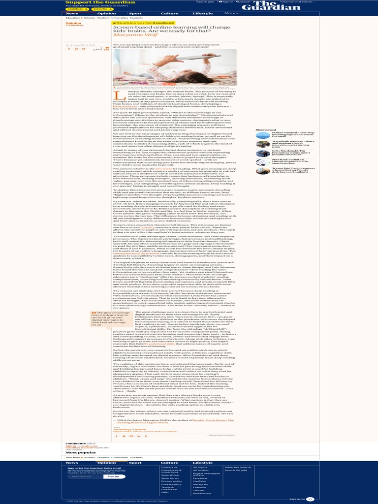 Screen-Based Online Learning Will Change Kids' Brains. Are We Ready For ...