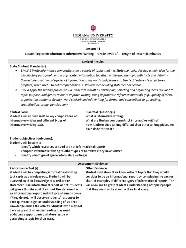 Informative Writing for 3rd Graders | PDF | Question | Teaching