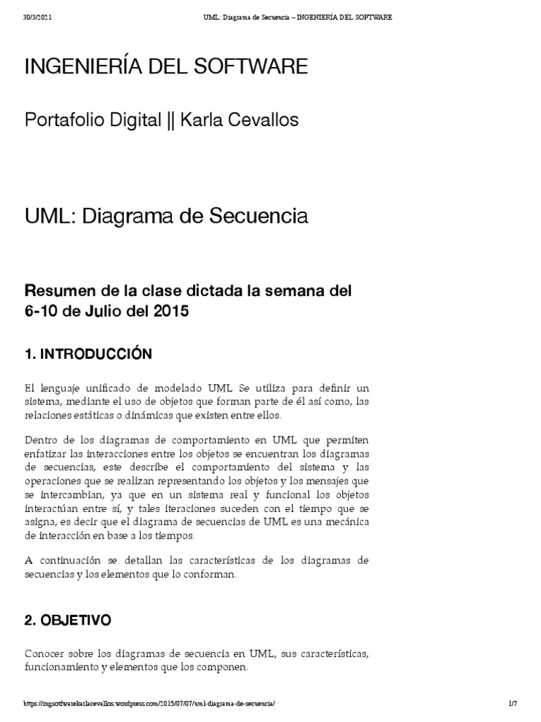 UML - Diagrama de Secuencia - INGENIERÍA DEL SOFTWARE | PDF | Lenguaje ...