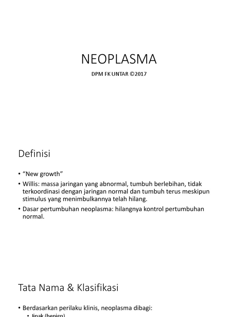 Klasifikasi dan Ciri Neoplasma Tumor | PDF | Kesehatan Holistik | Sains ...