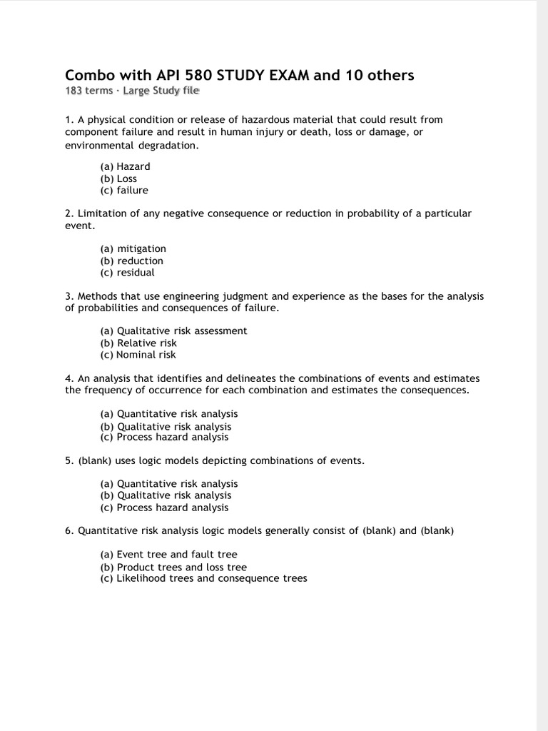 API 580 Rbi Question Bank | PDF | Risk | Risk Management
