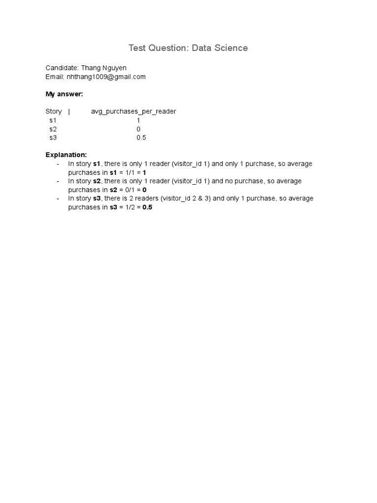Test Question: Data Science: My Answer | PDF | Teaching Methods & Materials