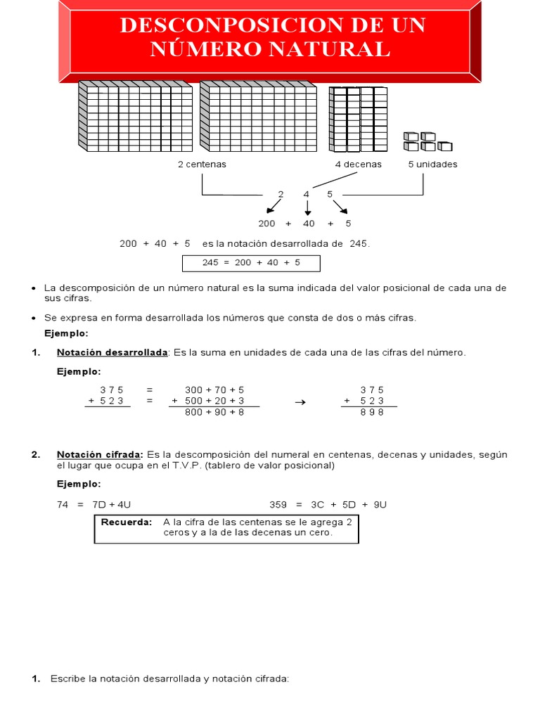 Descomposicion de Numeros | PDF | Aritmética | Ciencia de sistemas