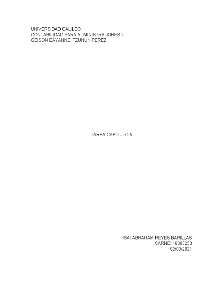 Tarea Capitulo 5 | PDF | Costo | Soporte técnico