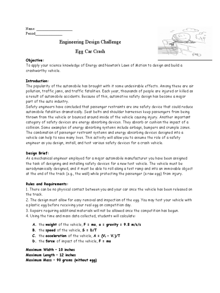 Egg Car Crash Worksheet | PDF | Seat Belt | Traffic Collision