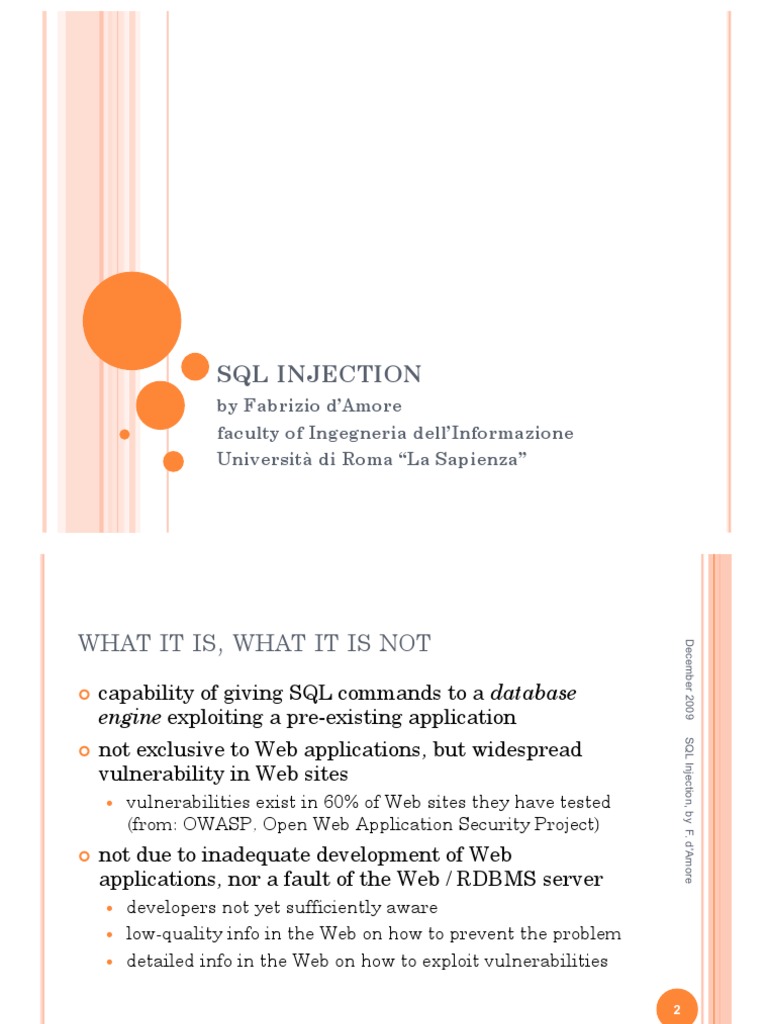 SQL Injection | PDF | Sql | Parameter (Computer Programming)