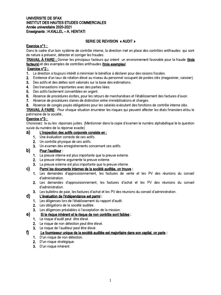 Serie de Revision Audit 2020 2021 16 12 2020 | PDF | Audit | Risque