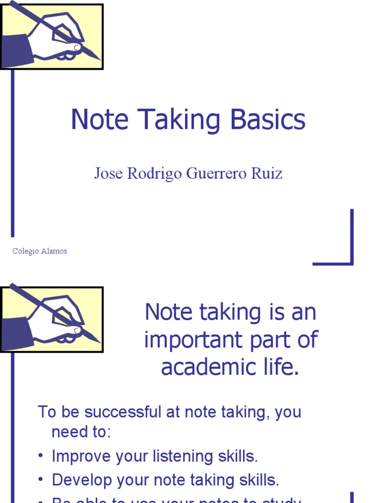 Note Taking Basics: Jose Rodrigo Guerrero Ruiz | PDF | Literacy ...