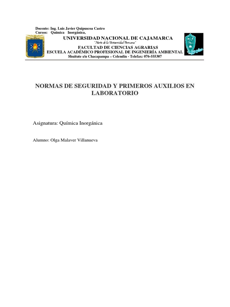 Normas de Seguridad y Primeros Auxilios en Laboratorio 1 | PDF | Jabón | Ph