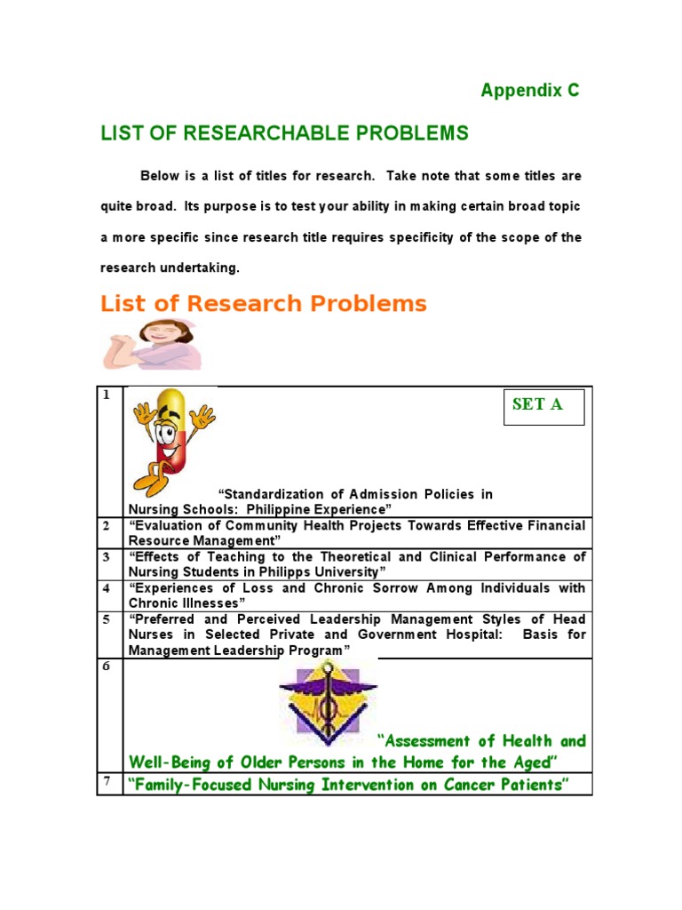 Nursing Research Problems and Titles | PDF | Nursing | Breastfeeding