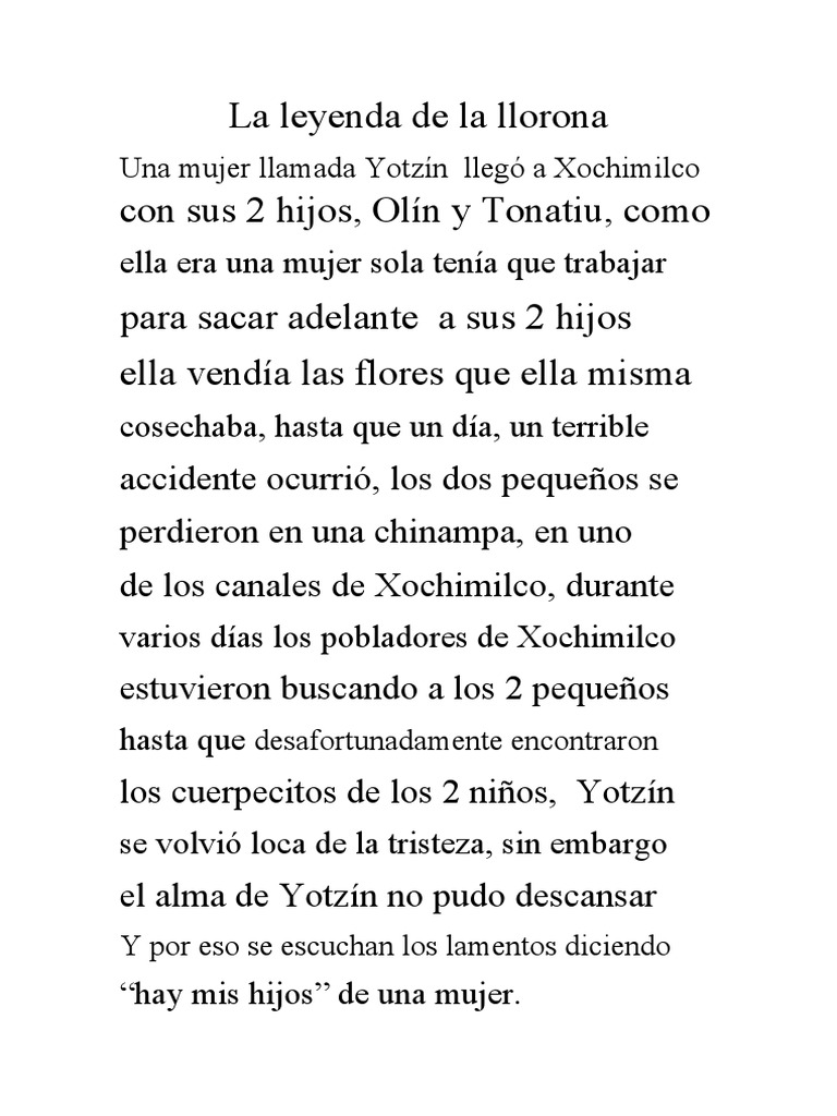 La Leyenda de La Llorona | PDF