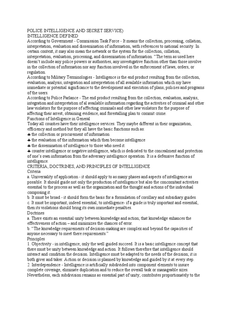 Police Intelligence and Secret Service | PDF | Interrogation | Counterintelligence