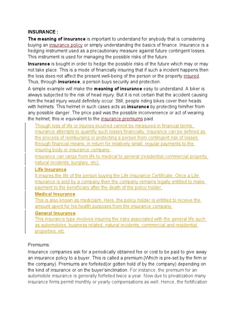 Insurance Policy: Insurance: The Meaning of Insurance Is Important To ...