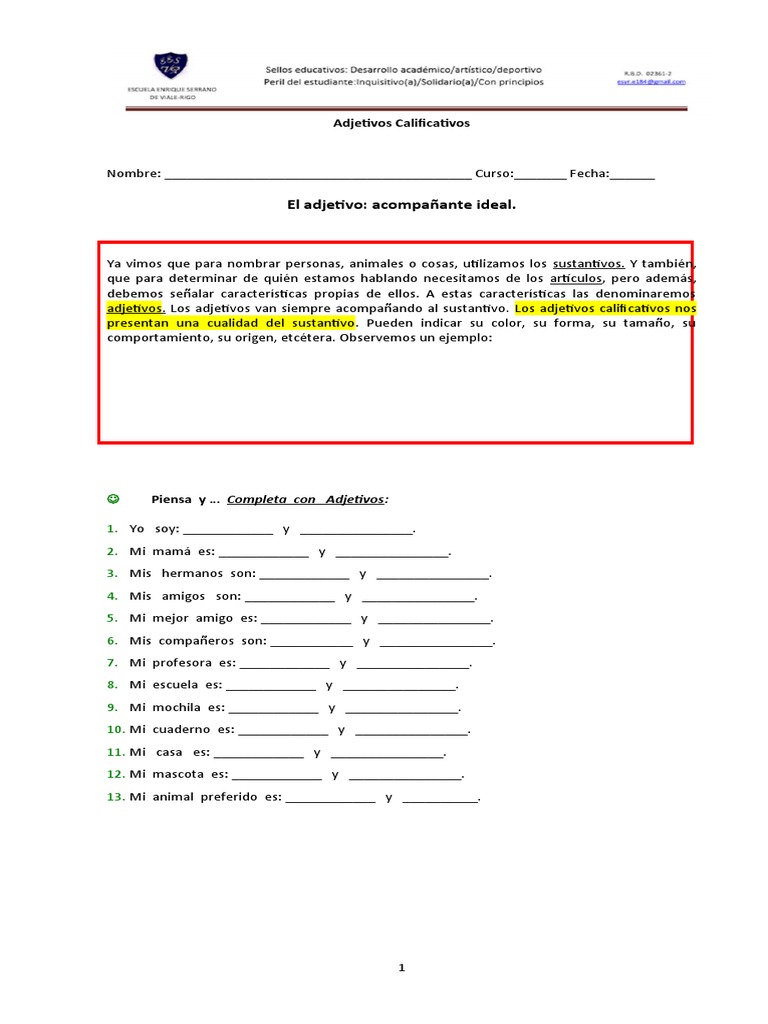 Guia Adjetivos | PDF