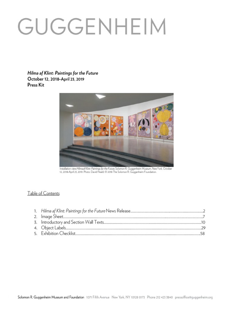Gugg Press Hilma Af Klint Paintings For The Future Press Kit | PDF ...