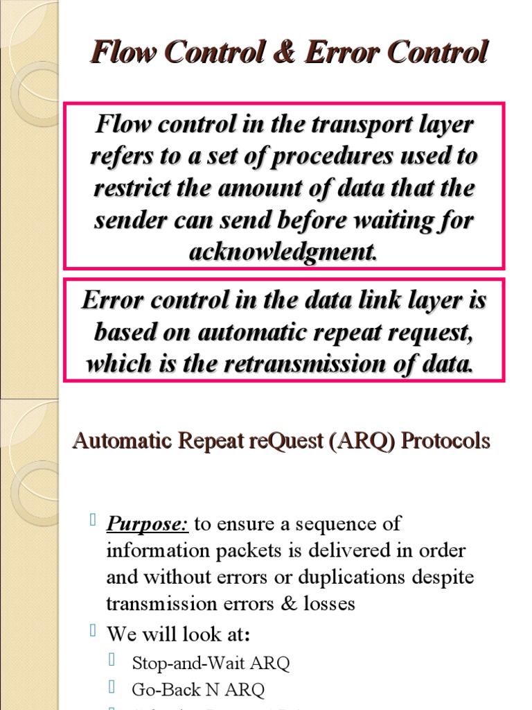 Flow Control And Error Control Pdf Transmission Control Protocol Error Detection And Correction