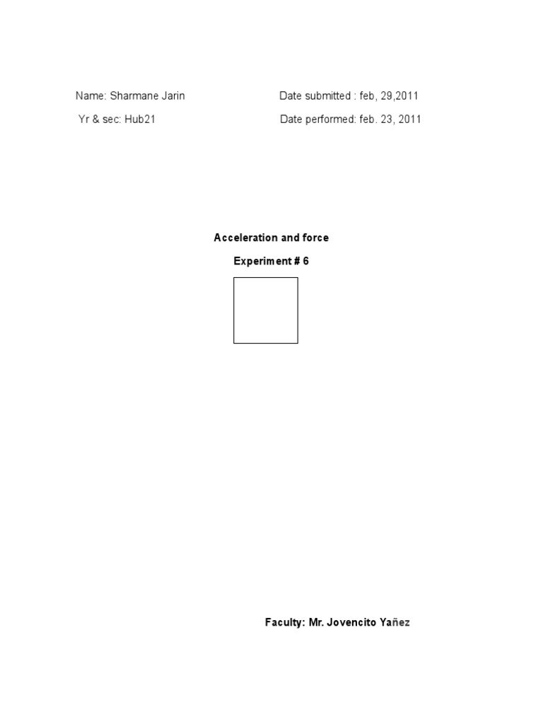 Force and Acceleration | PDF | Force | Acceleration