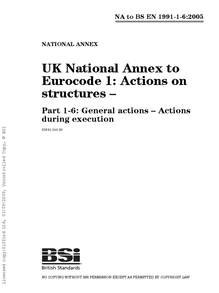 NA To BS EN 1991-1-6 - 2005 - UK National Annex To Eurocode 1 - Part 1 ...