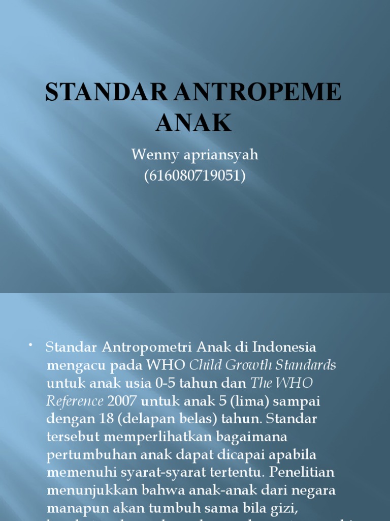 Standar Antropeme Anak - Tugas Kep Anak Wenny | PDF
