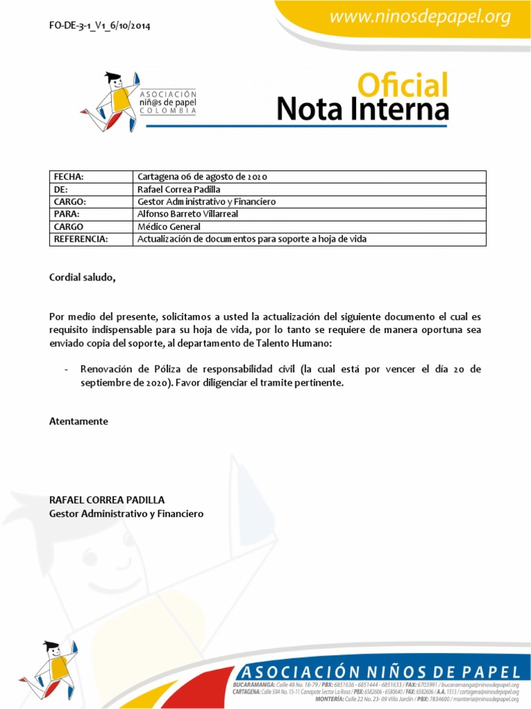 Nota Interna | PDF | Salud y bienestar | Medicina