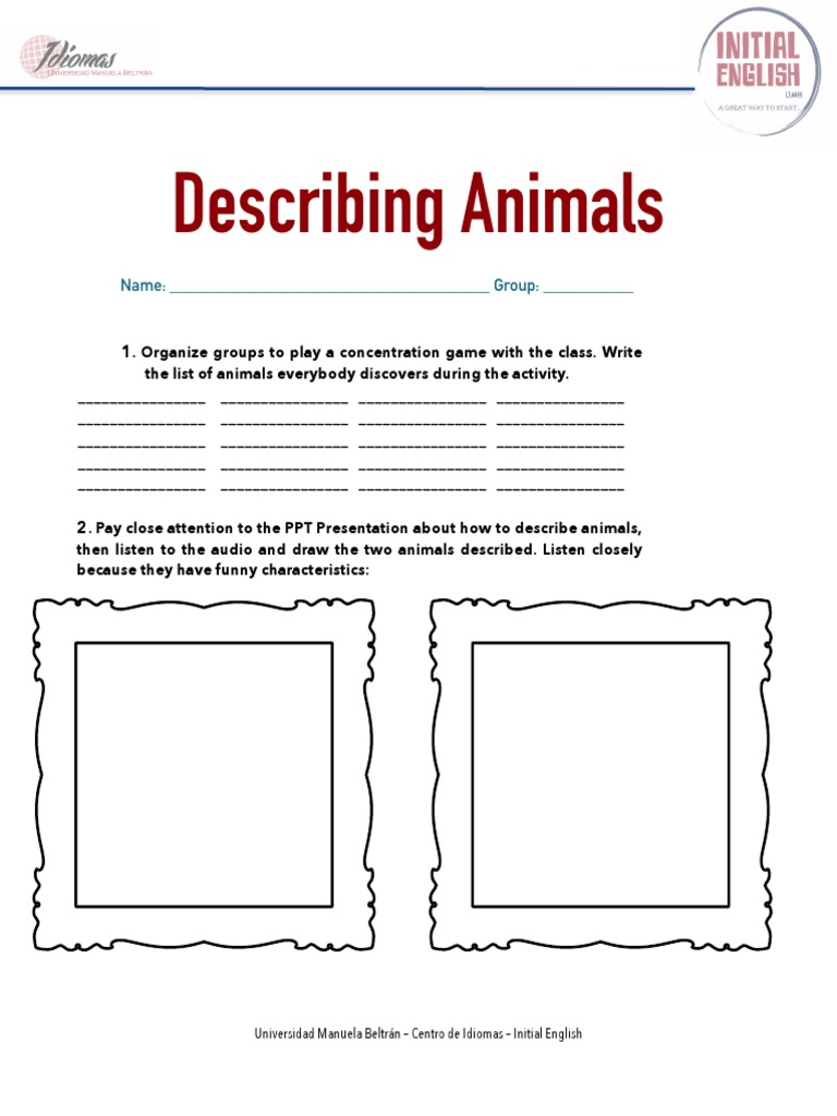 03 Describing Animals Worksheet | PDF | Domesticated Animals