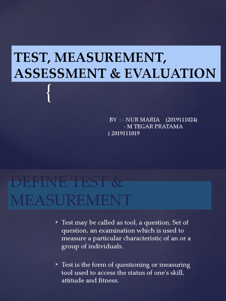 Test, Measurement, Assessment & Evaluation | PDF | Educational ...