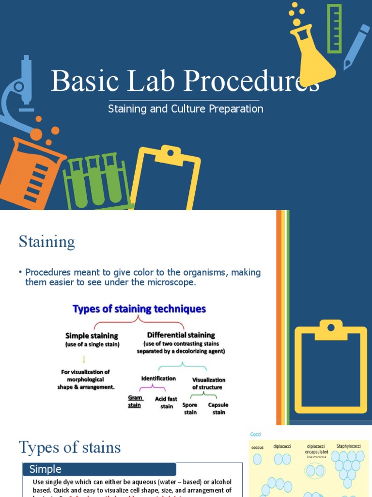 Basic Lab Procedures: Staining and Culture Preparation | PDF | Growth ...