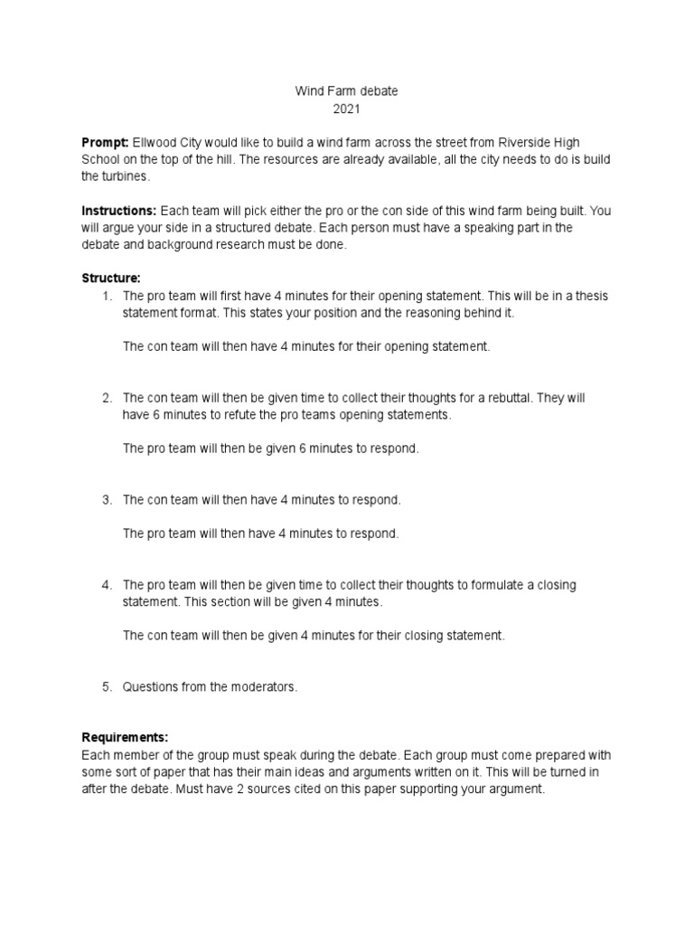 Wind Farm Debate | PDF | Career & Growth