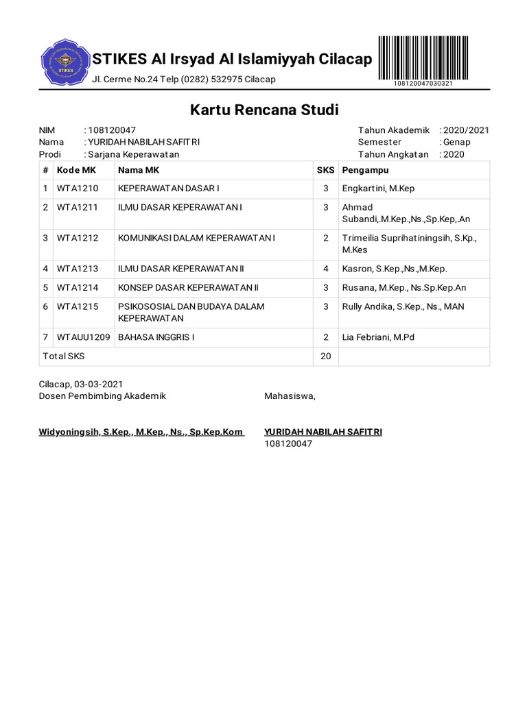 KRS Semester Genap | PDF | Sains & Matematika
