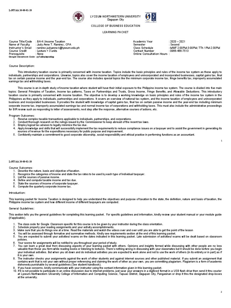 Learning Packet (BA4) FM2-MM2 | PDF | Gross Income | Educational Technology
