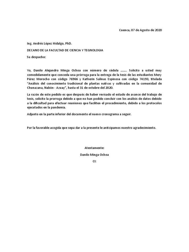 Oficio Prorroga | PDF