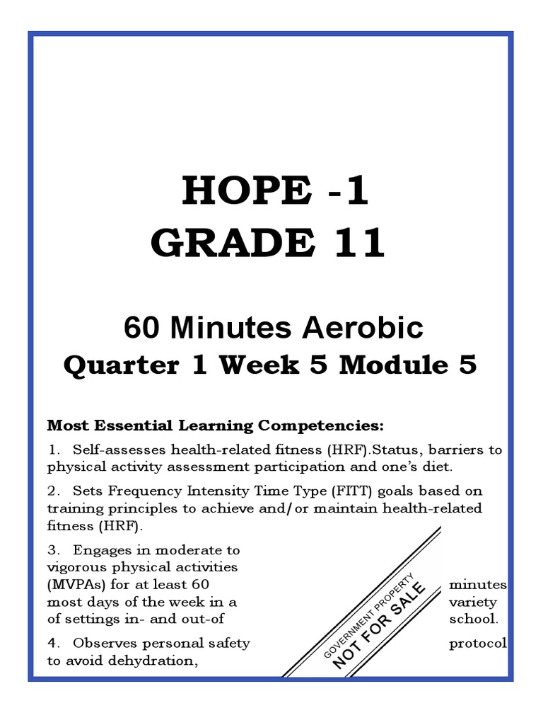 Hope - 1 Grade 11: 60 Minutes Aerobic | PDF | Weight Loss | Clinical ...