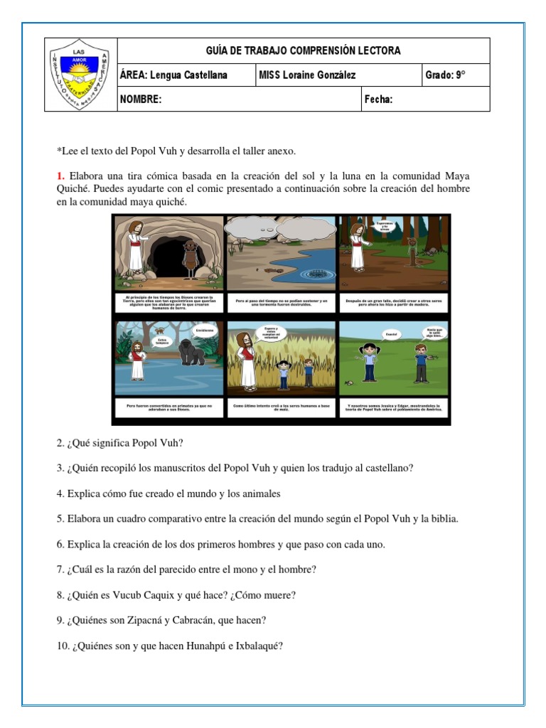 Comprensión Lectora Popol Vuh | PDF