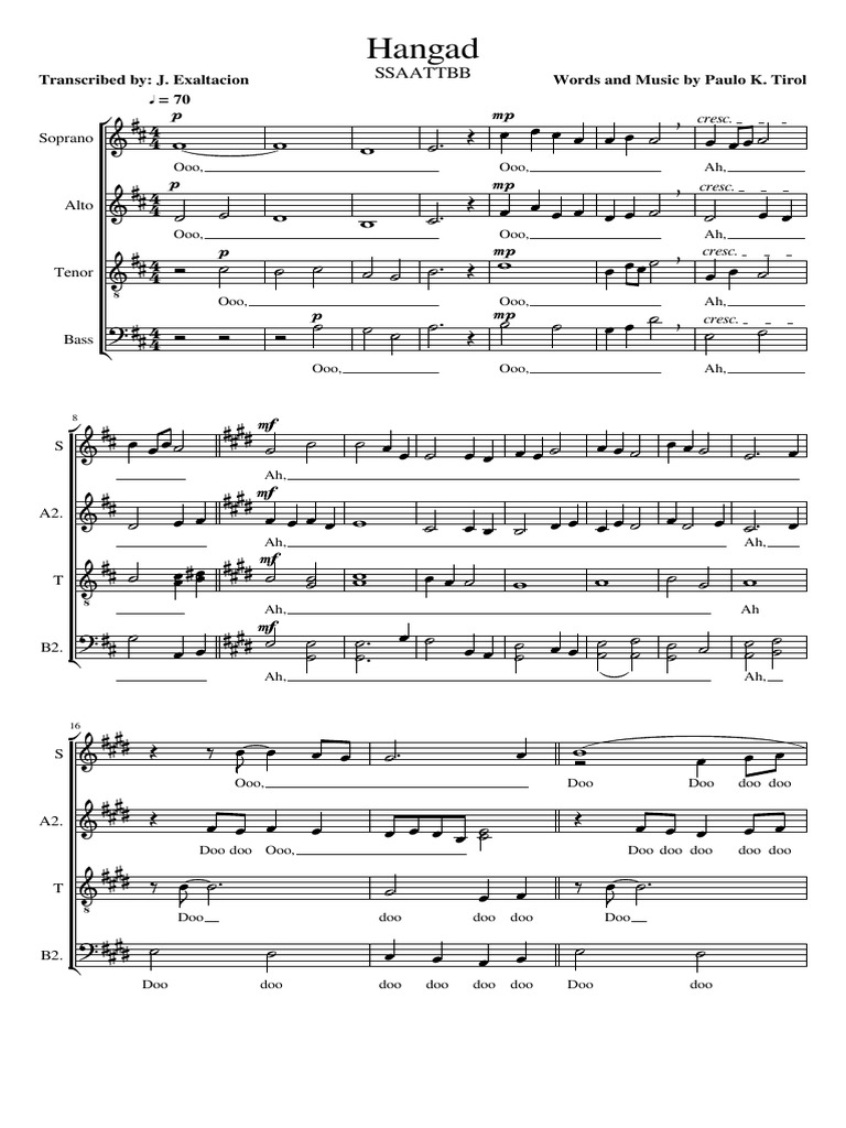 Hangad SSAATTBB | PDF | Elements Of Music | Musical Compositions
