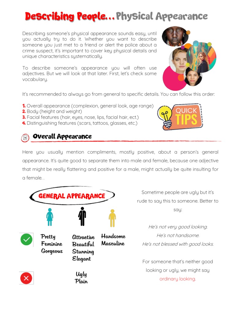 Describing People (Physical Appearance) | PDF | Adjective | Noun