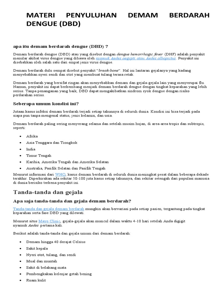 Materi Penyuluhan Demam Berdarah Dengue | PDF