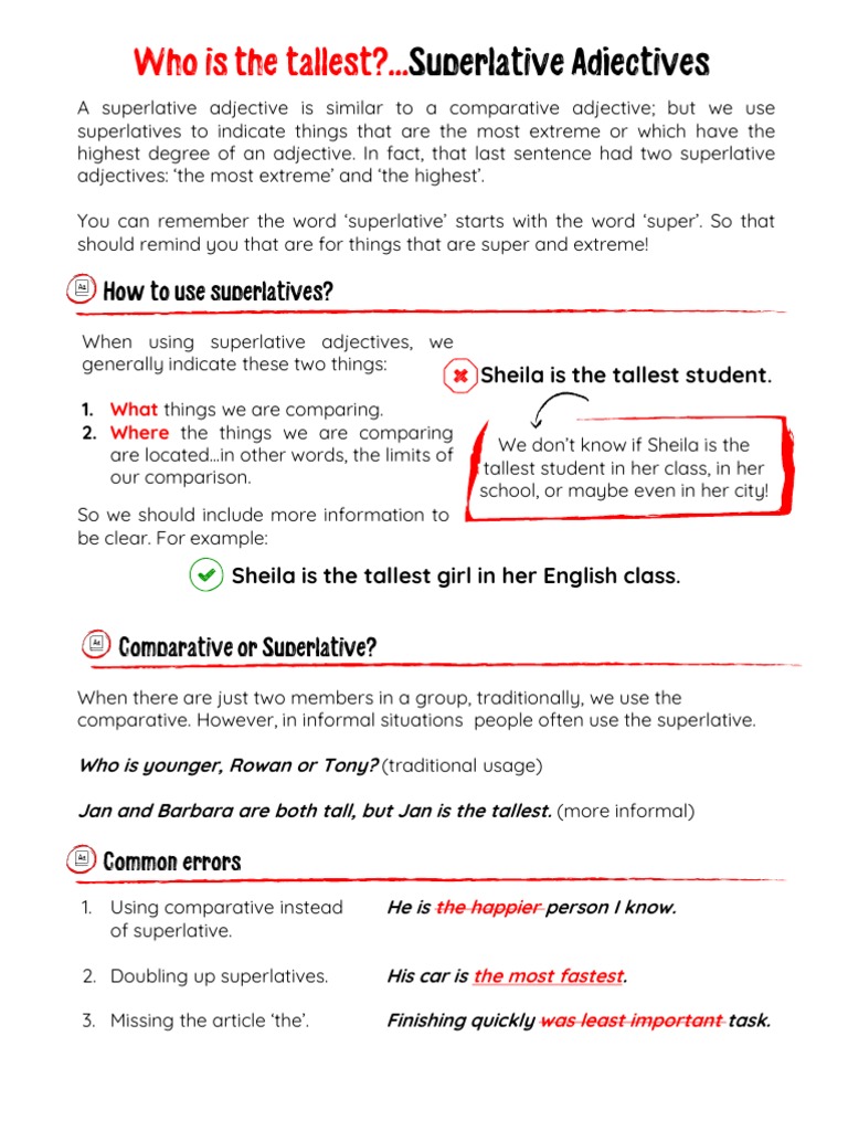 An In-Depth Guide to Using Superlative Adjectives Correctly | PDF ...