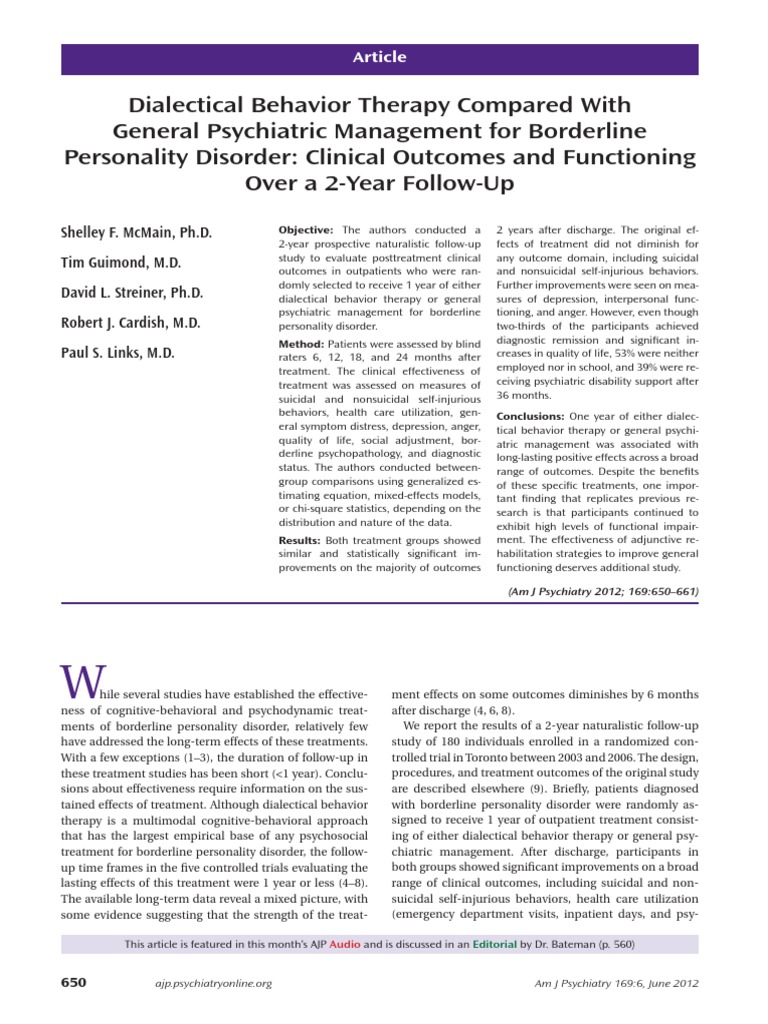 Dialectical Behavior Therapy Compared With General Psychiatric ...